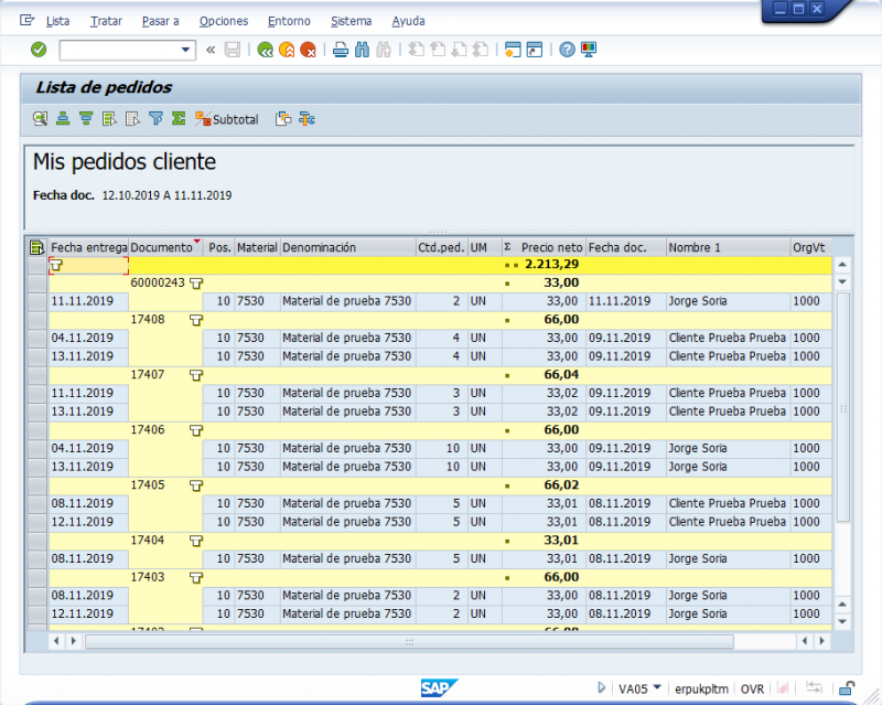 Ejercicio 21 SAP LO: VA05. Listado de pedidos de ventas - Cursos Online